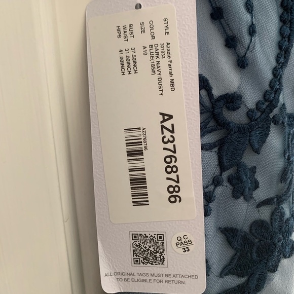 Azazie | Dresses | Azazie Farrah Long Dusty Blue With Navy Accents Size ...
